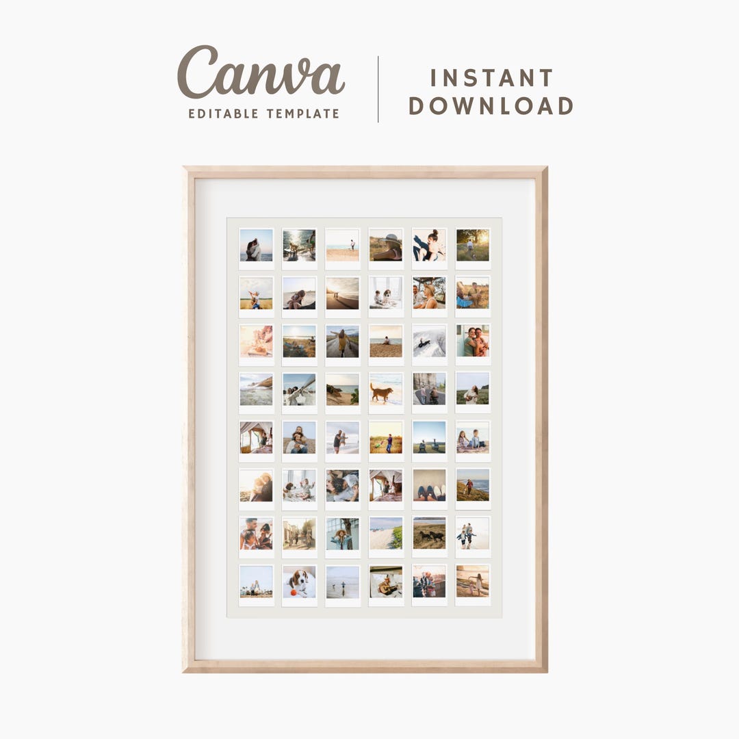 48 Photos- Polaroid Style Canva Photo Collage Template Layout - Picture ...