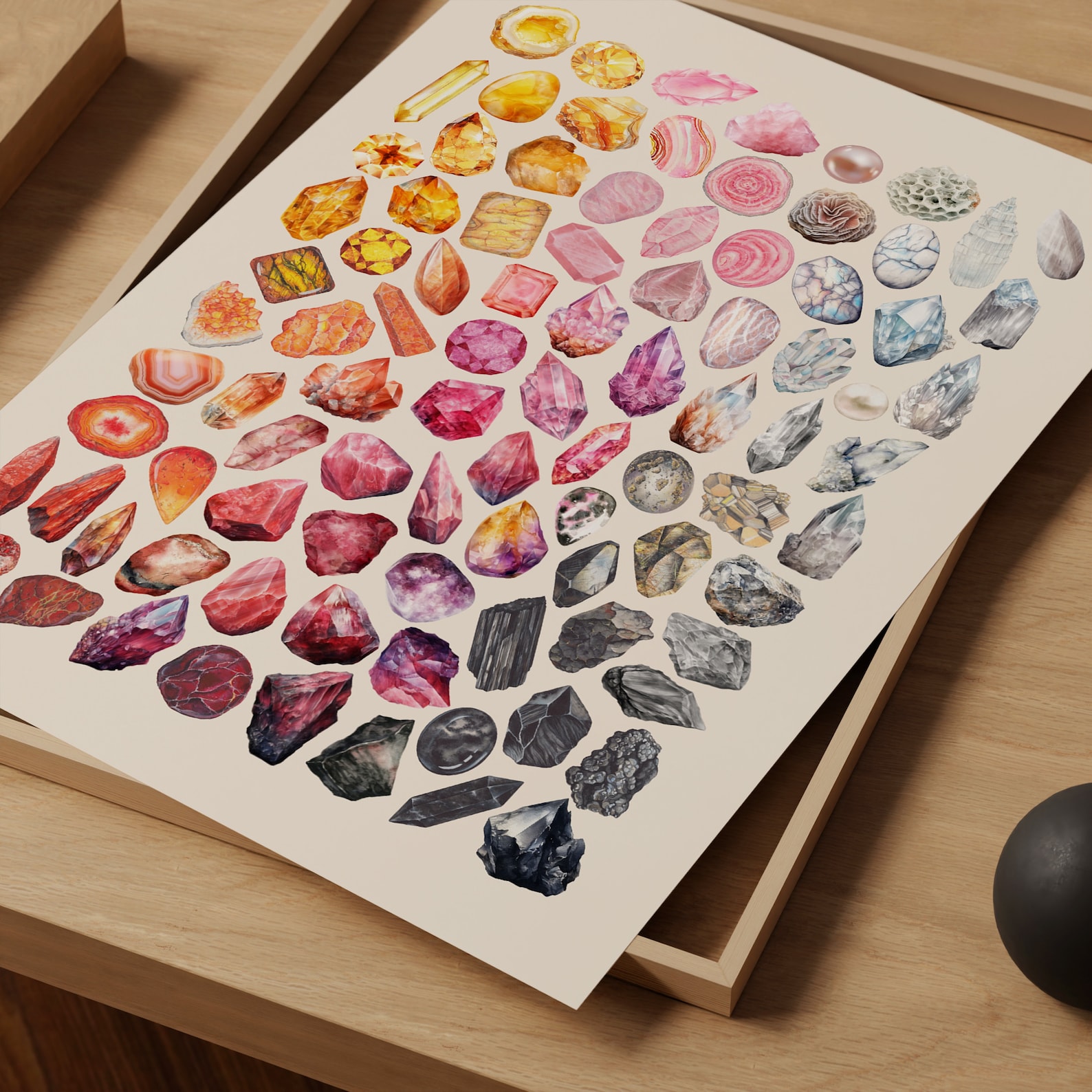 Digital Download Watercolor Gemstone Print, Set of 2 Prints, Minerals ...