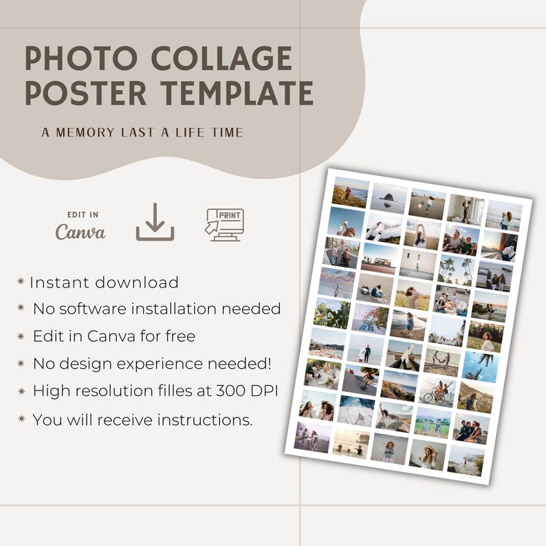 45 Photos - Photo Collage Canva Template Layout - Picture Frame Grid ...