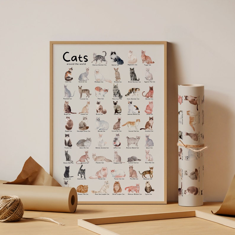 Downloadable Cat Breeds Printable Poster, 52 Cat Breeds Infographic ...