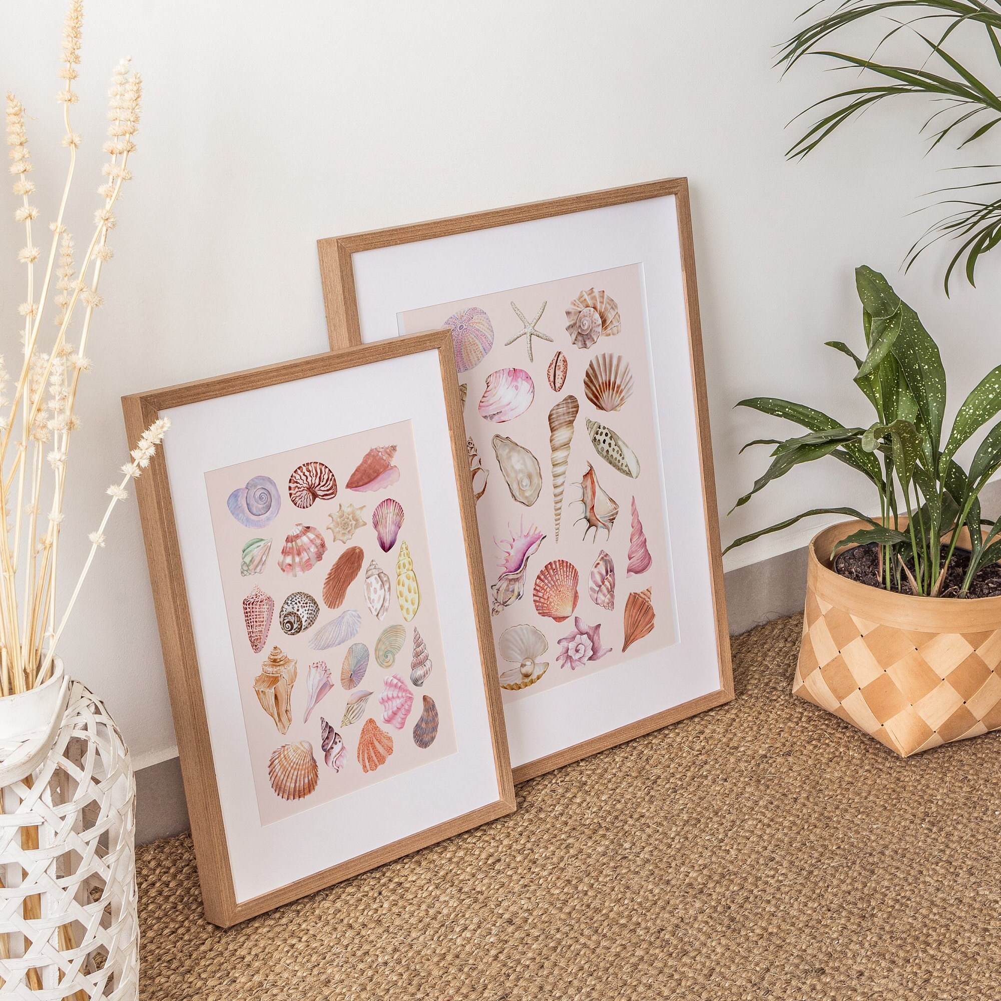 Downloadable Watercolor Set of 2 Seashell Wall Art Print, Seashell ...