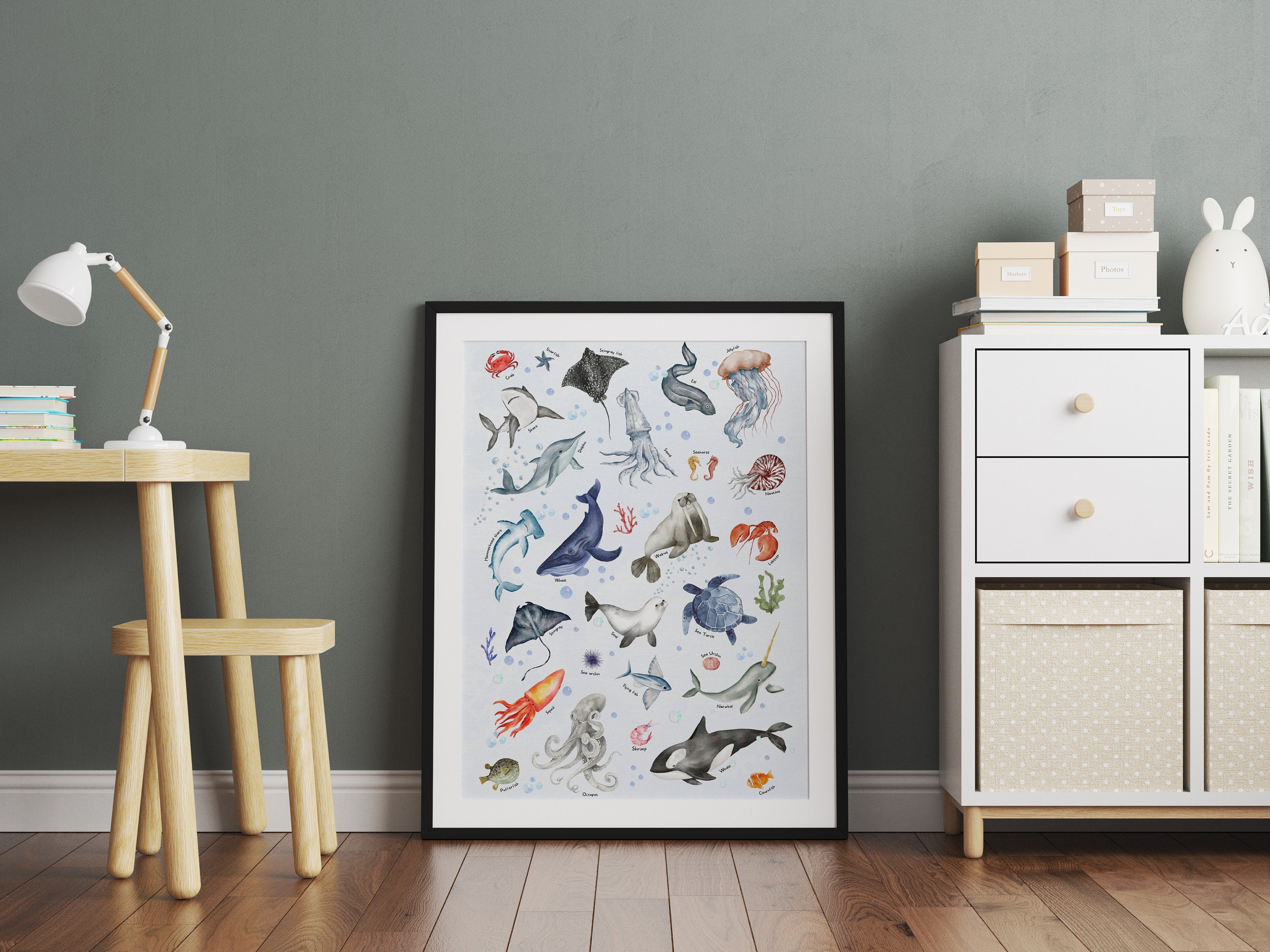 Sea Animals Poster, Ocean Animals Wall Décor, Marine Animals Print ...