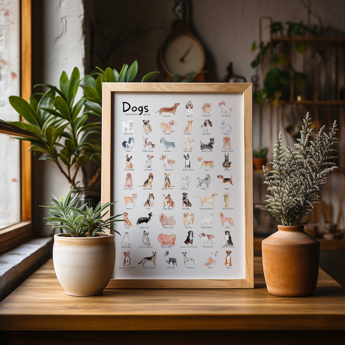 Digital Download Watercolor Dog Breed Poster - 52 Breeds - Printable ...