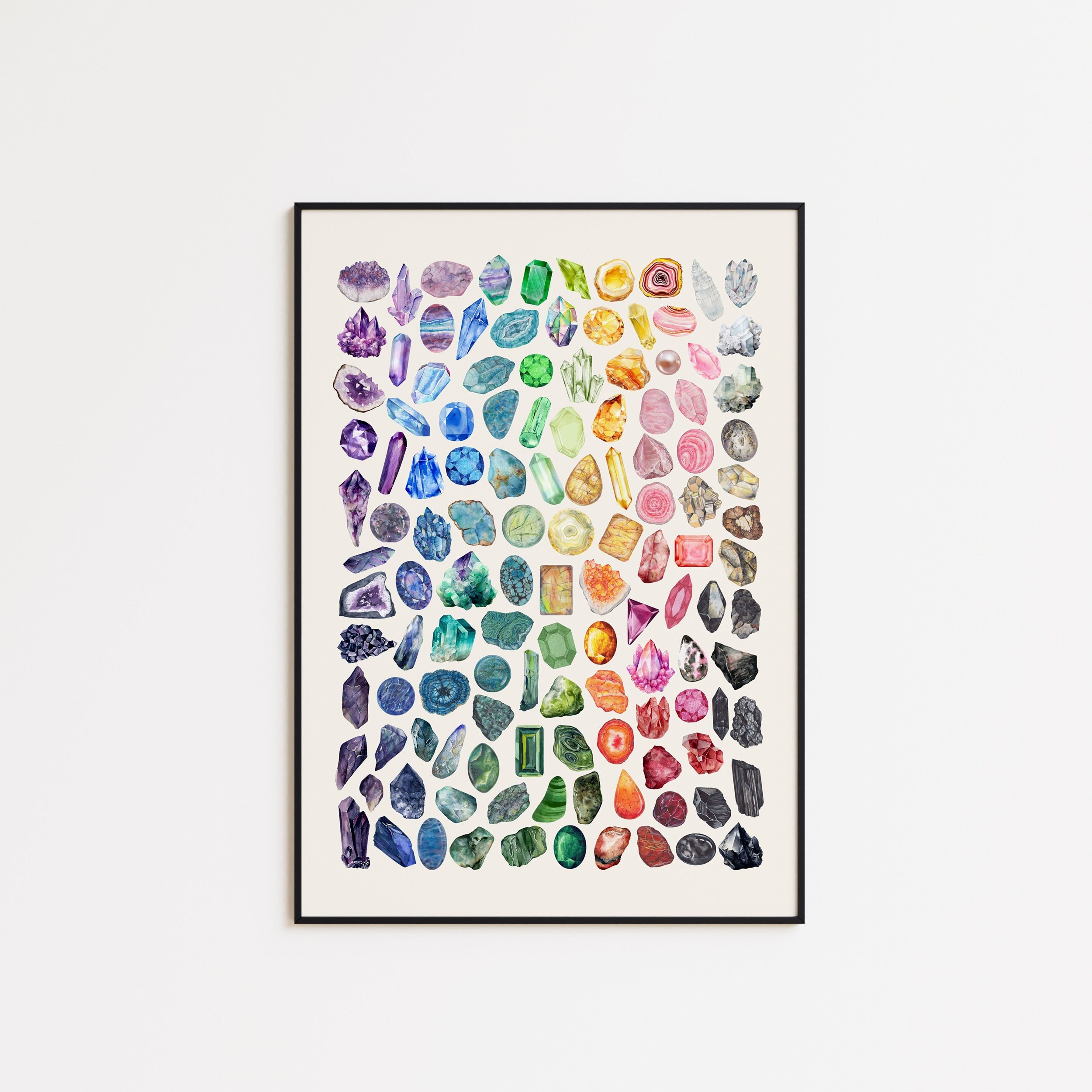 Digital Download Colorful Watercolor Gemstone Print, Minerals & Crystal ...
