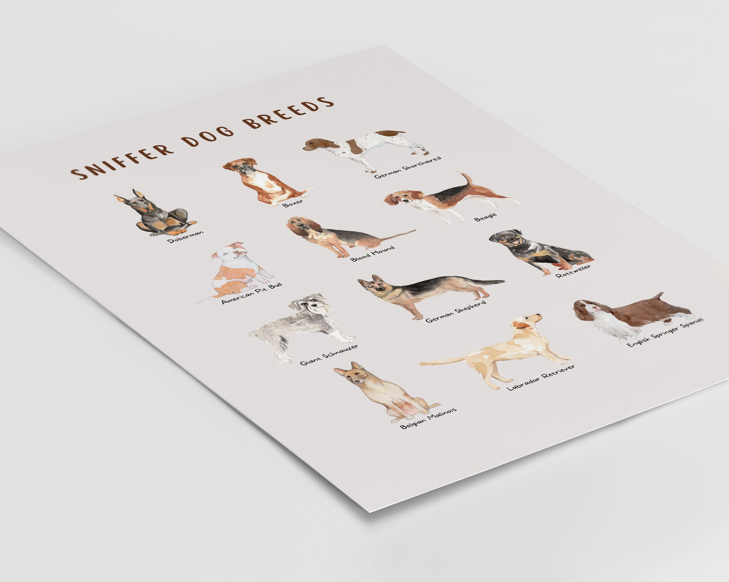 Digital Download Sniffer Dog Breeds Print Wall Art Print - Etsy