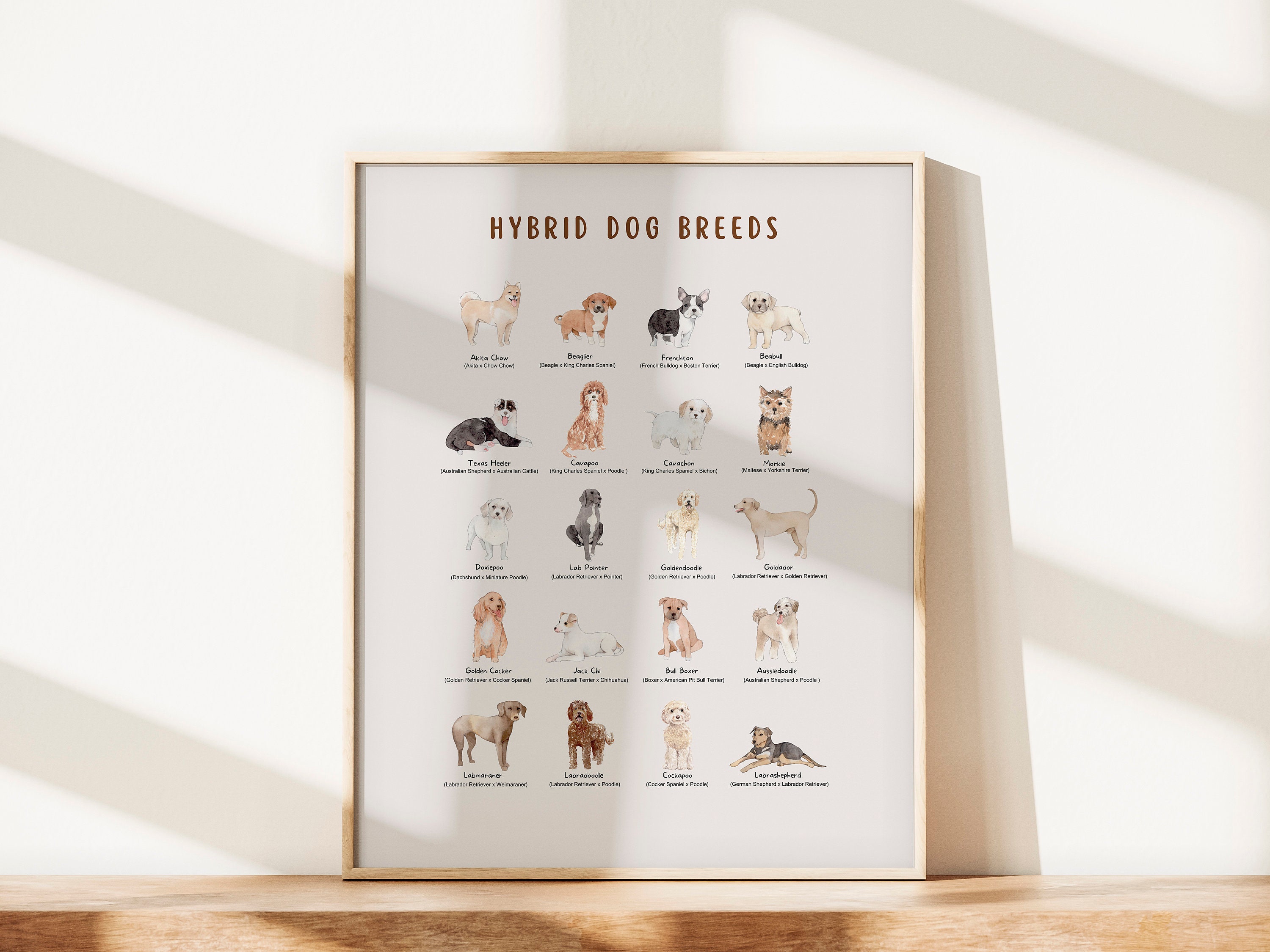 Hybrid Dog Breeds Poster, Educational Prints for Kids, Montessori ...