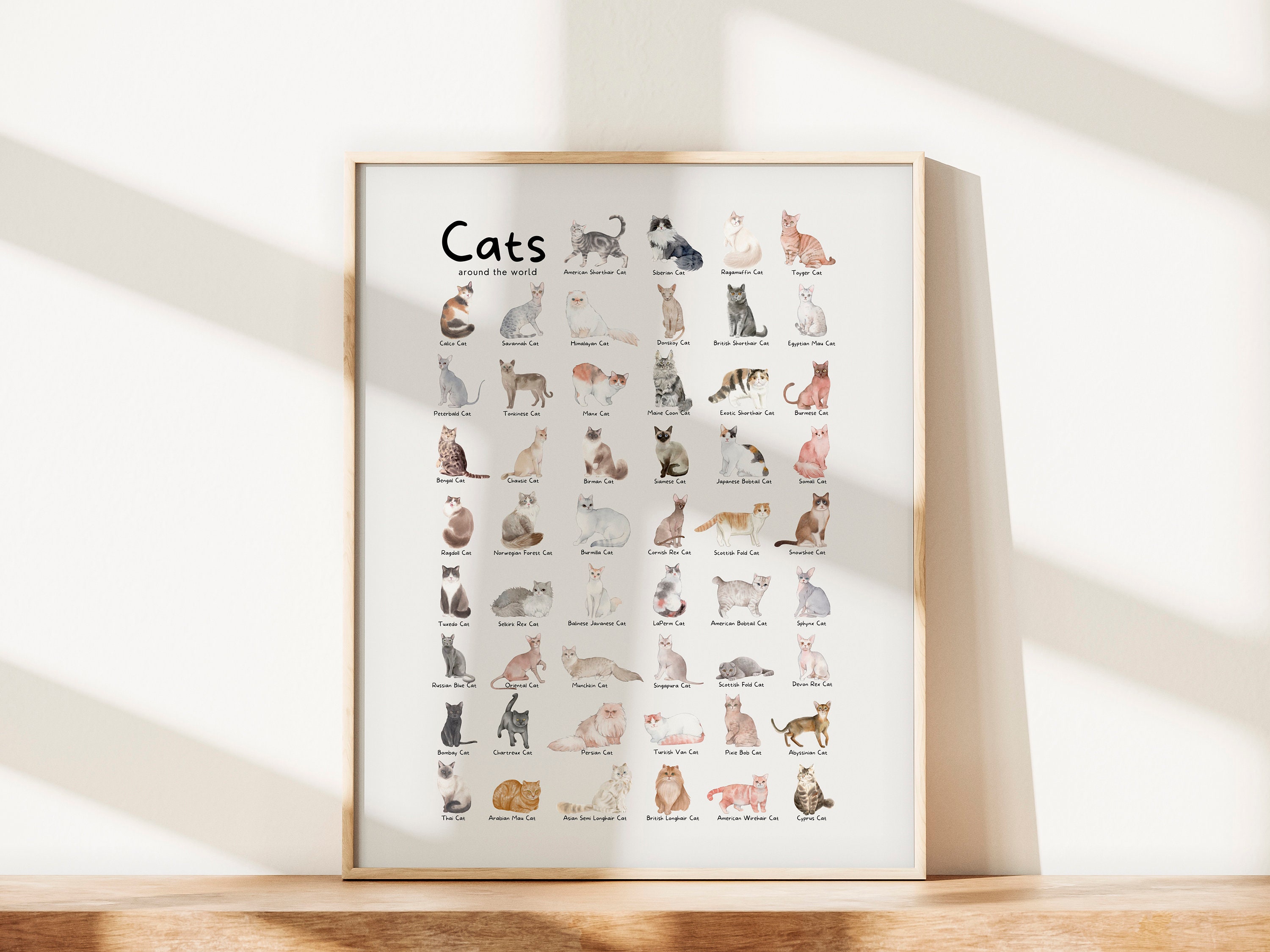 Downloadable Cat Breeds Printable Poster, 52 Cat Breeds Infographic ...