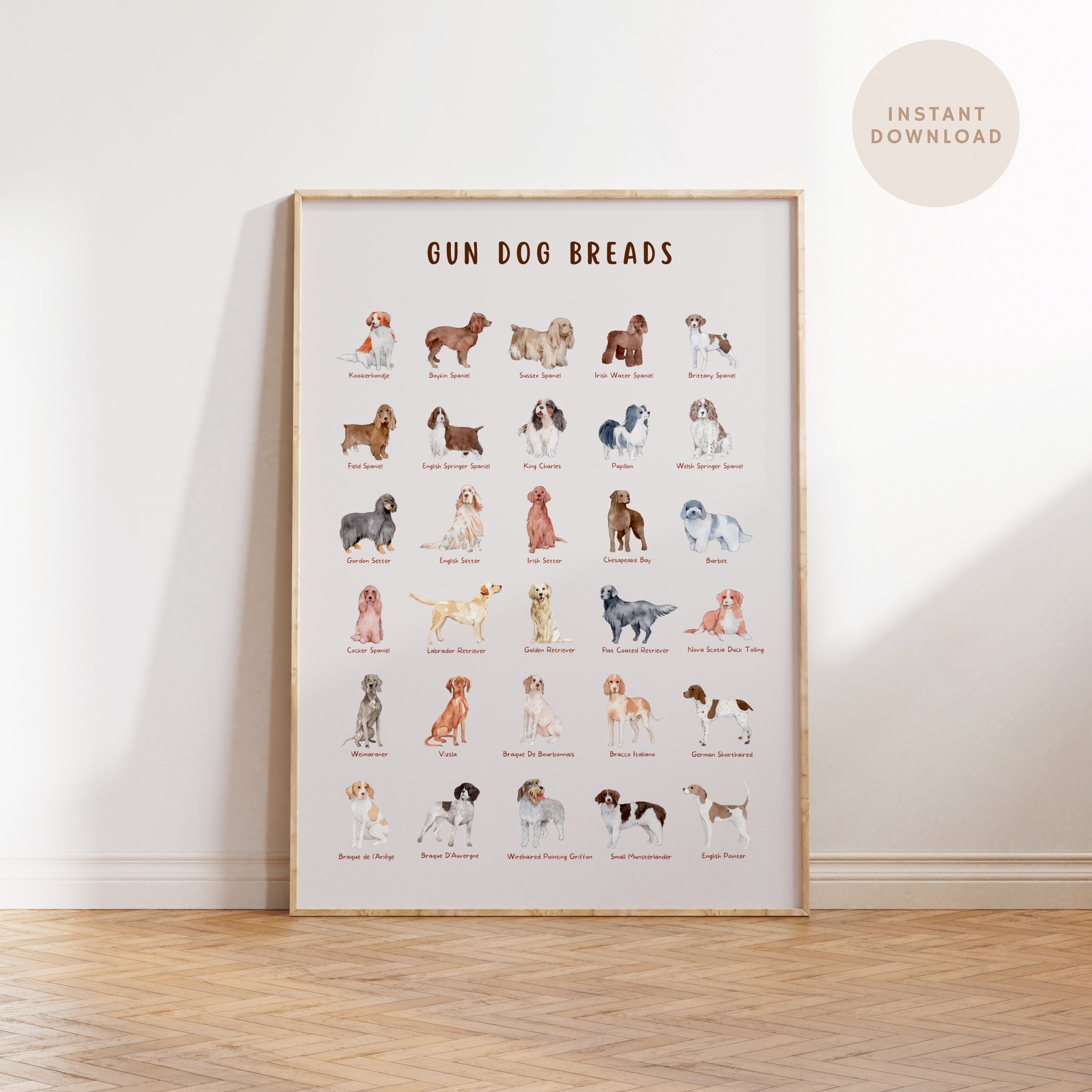 Downloadable Watercolor Dog Breed Poster Gundog Printable Wall Art, Dog ...