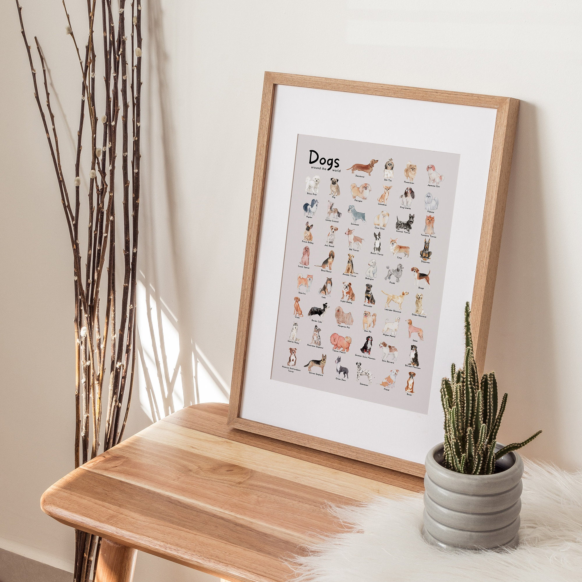 Digital Download Watercolor Dog Breed Poster - 52 Breeds - Printable ...