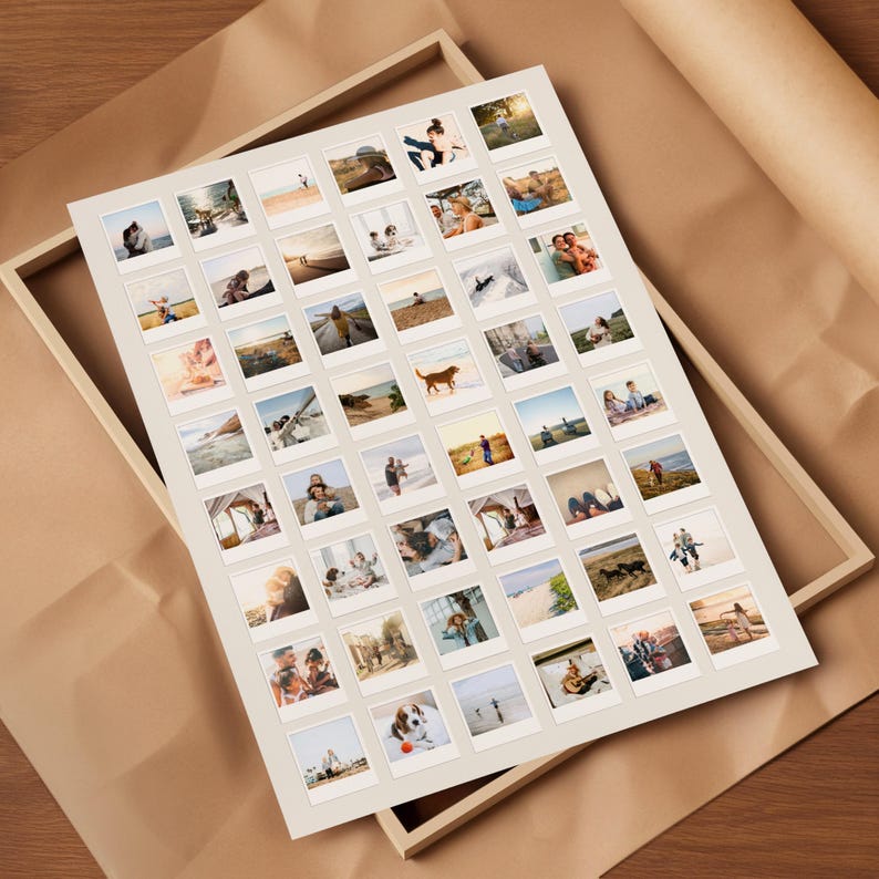 48 Photos- Polaroid Style Canva Photo Collage Template Layout - Picture ...