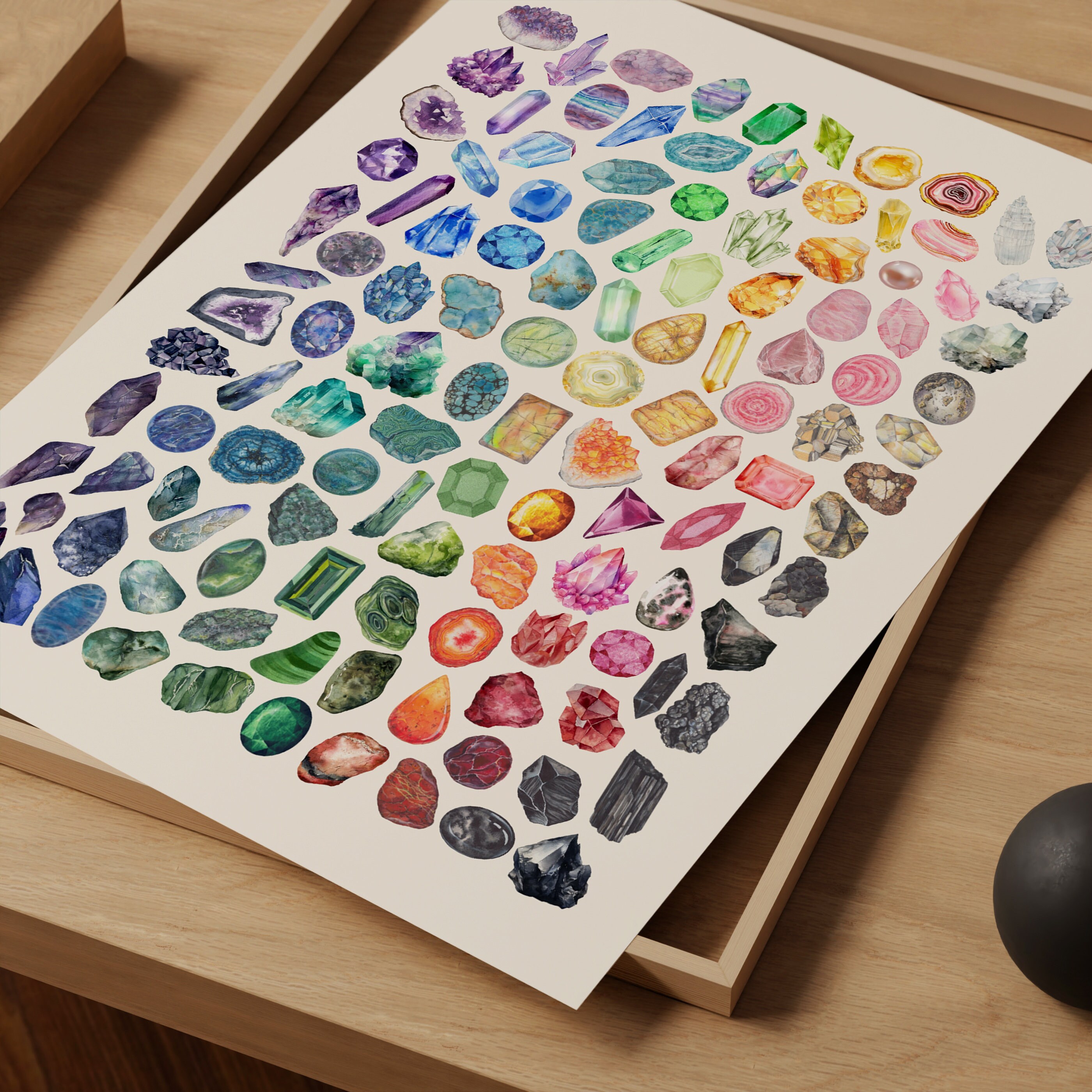 Digital Download Colorful Watercolor Gemstone Print, Minerals & Crystal ...