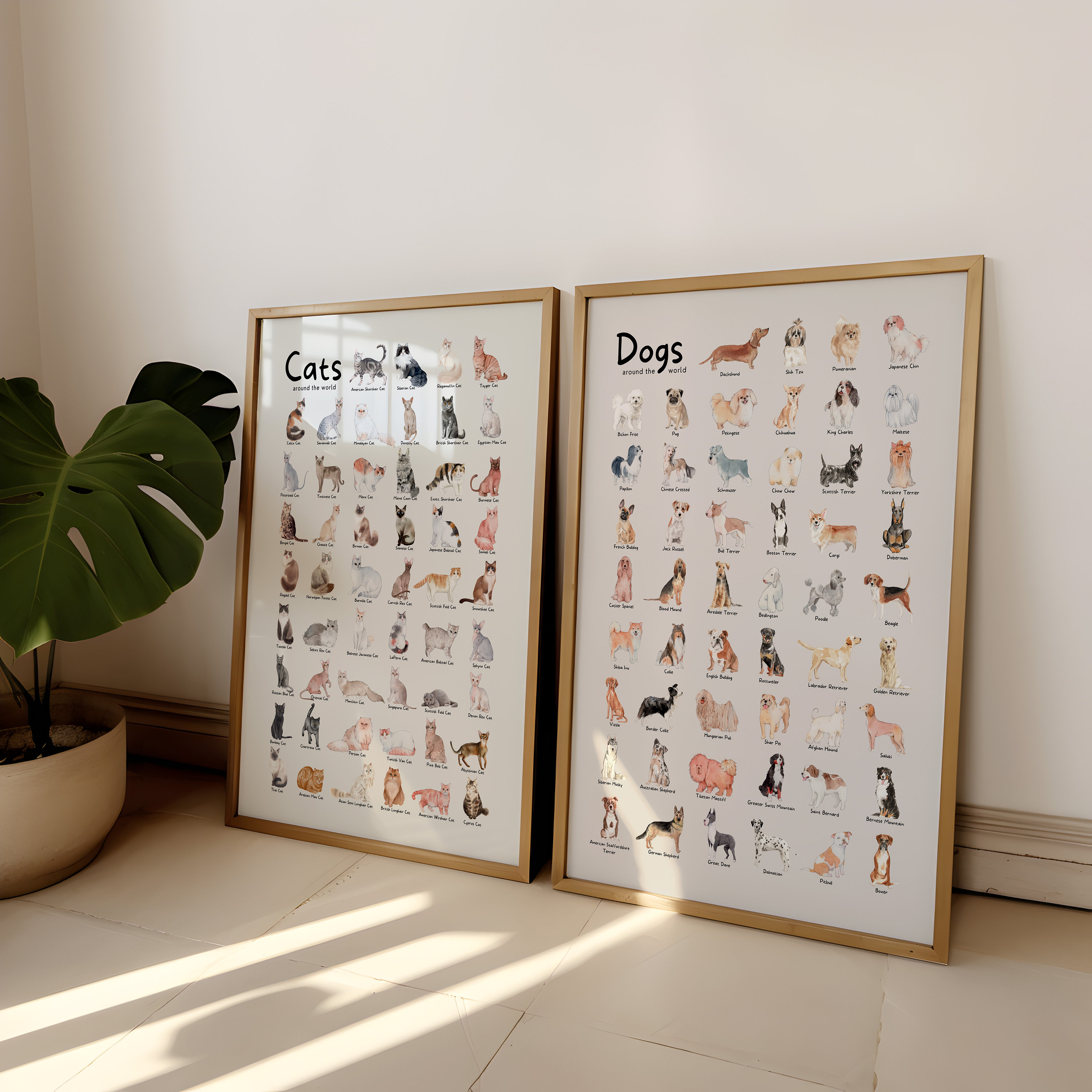 Digital Download Watercolor Dog Breed Poster - 52 Breeds - Printable ...