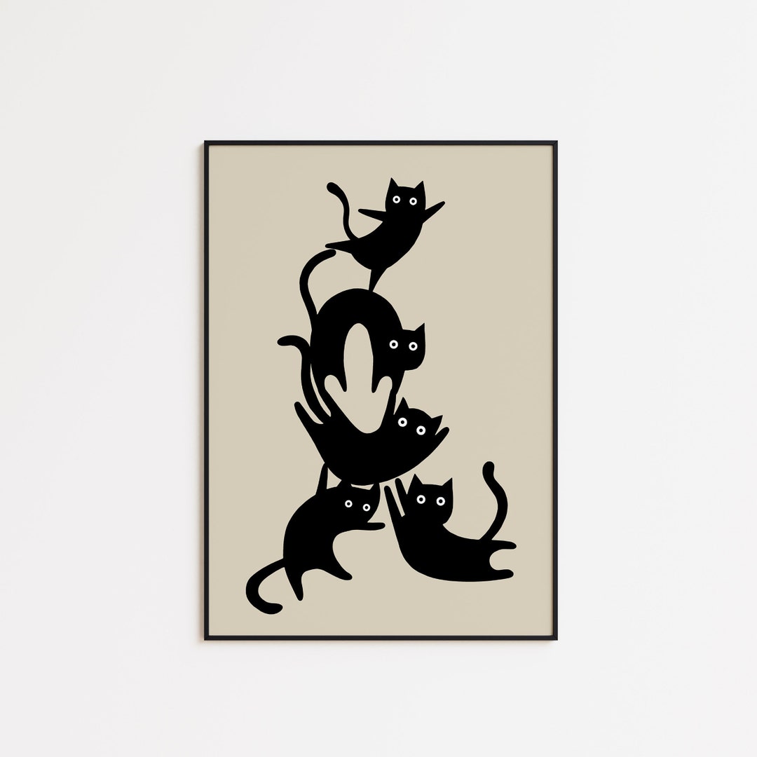 Digital Download Black Cat Poster, Digital Wall Art Print, Funny Cat ...