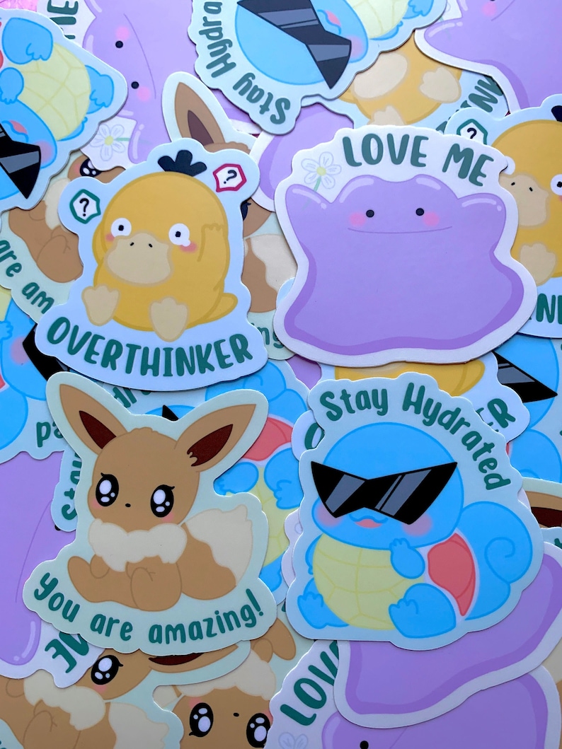 Cute Kawaii Pokemon Stickers I Psyduck Squirtle Ditto Eevee - Etsy