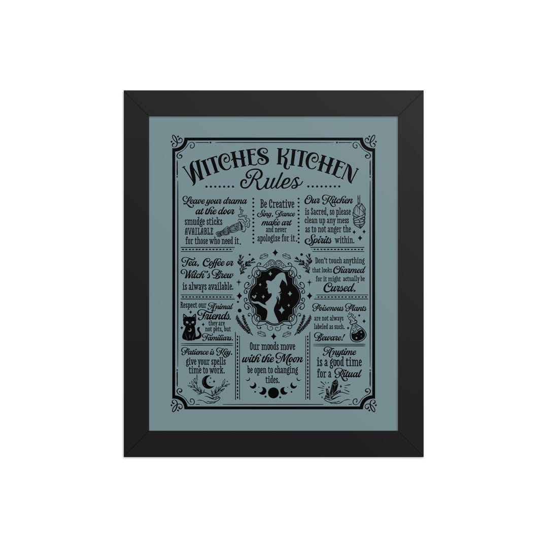 Witches Kitchen Rules Wood Framed Poster, Kitchen Witch Framed Print ...