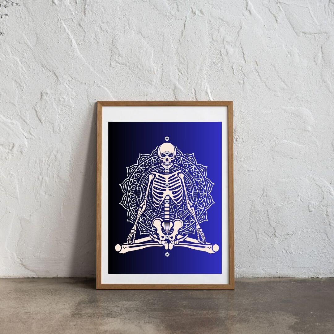 Skeleton Mandela Printable Wall Art Poster, Namaste Spooky Skeleton ...