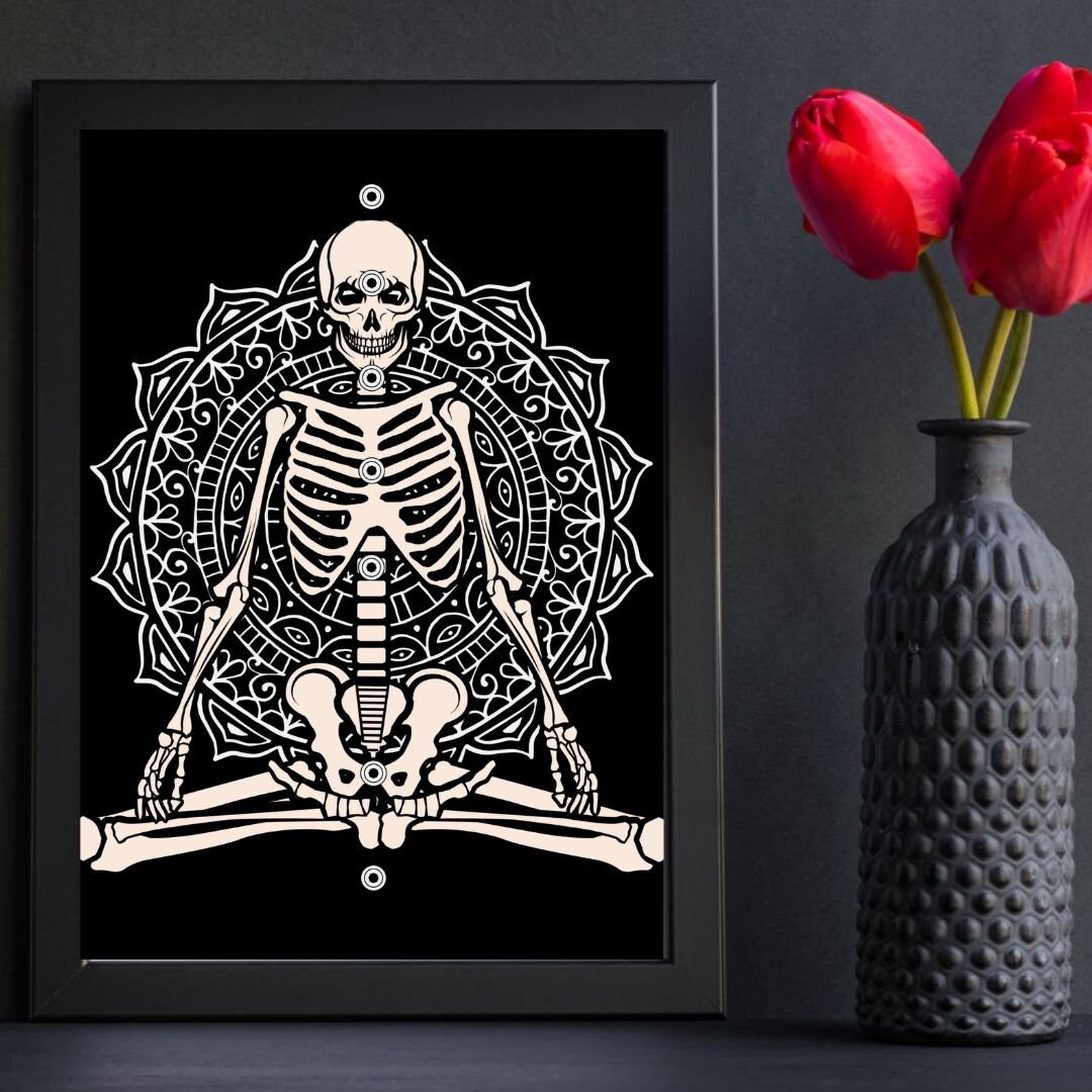 Skeleton Mandela Printable Wall Art Poster, Namaste Spooky Skeleton ...