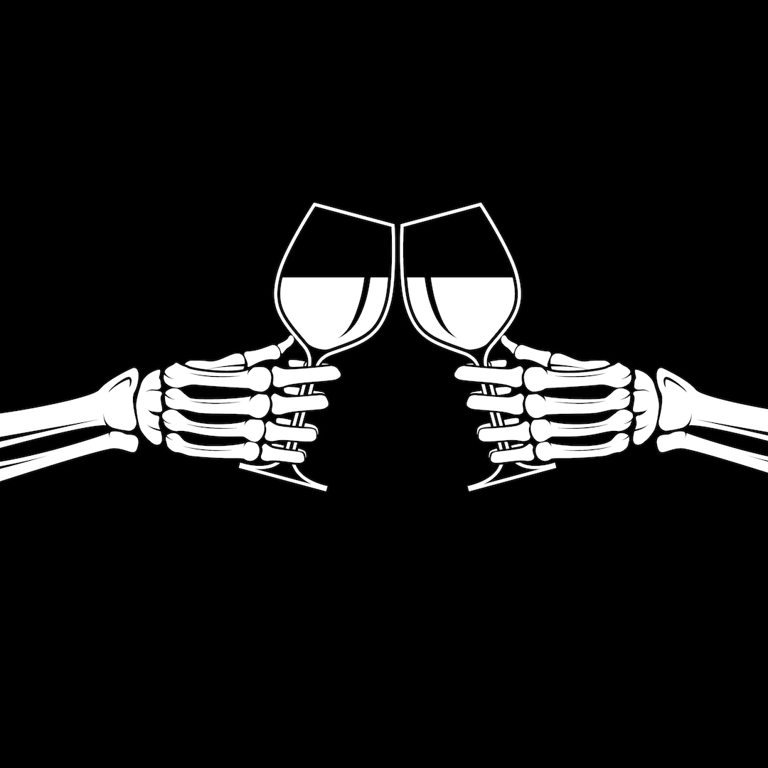 Skeleton Toasting Wine Glass Clipart: Halloween Wedding Art (PNG, JPG Digital Download) - Etsy