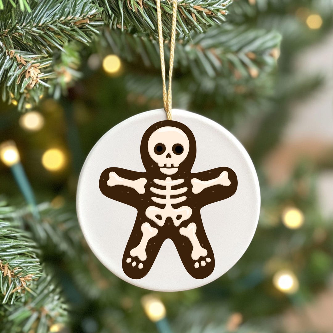 Gingerbread Skeleton Ceramic Christmas Ornament - Etsy