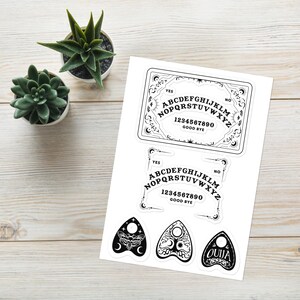 Ouija Board and Planchette Sticker Sheet, Sticker Set, Witchy Label ...