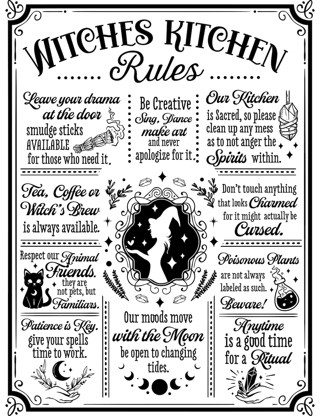 Witches Kitchen Rules Sign: Halloween Graphic Clipart (digital Download ...
