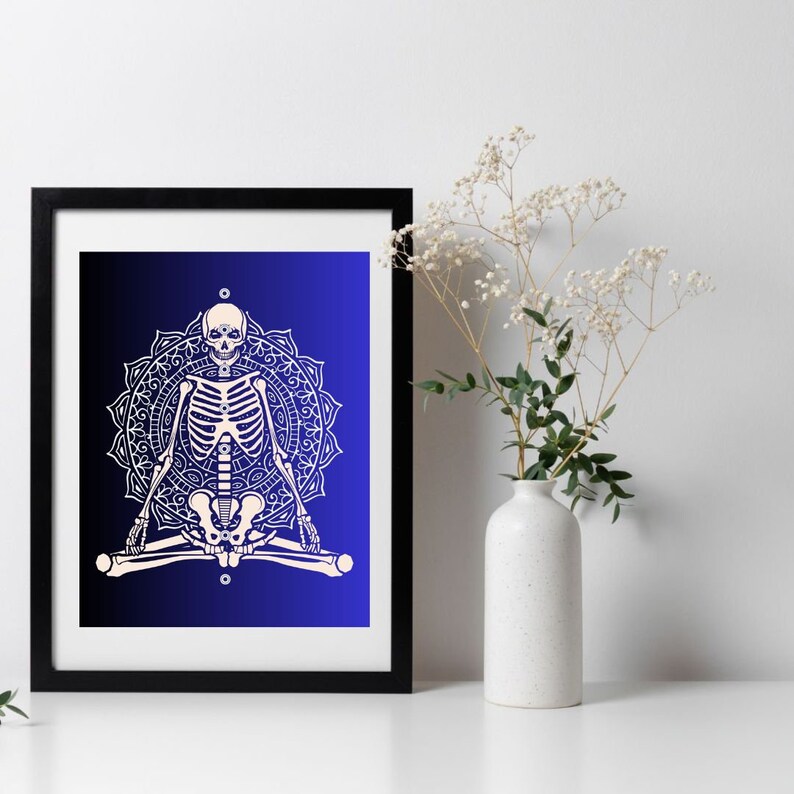 Skeleton Mandela Printable Wall Art Poster, Namaste Spooky Skeleton ...