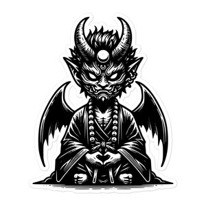 Zen Demon XL Bubble Free Sticker, Demon Stickers, Label, Decal, Yoga ...