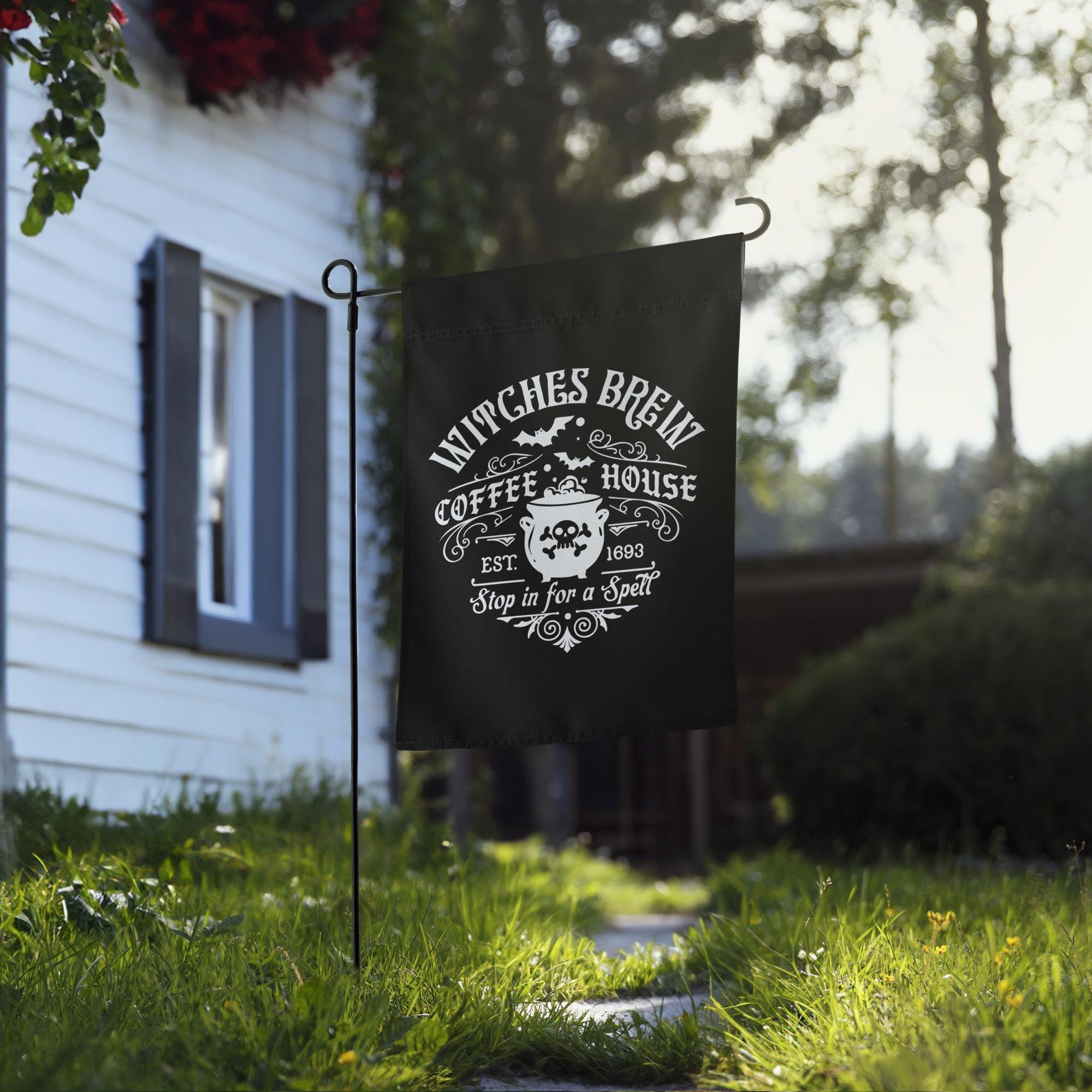 Witches Brew Coffee House Garden Flag: Witchy Halloween Yard Decor - Etsy