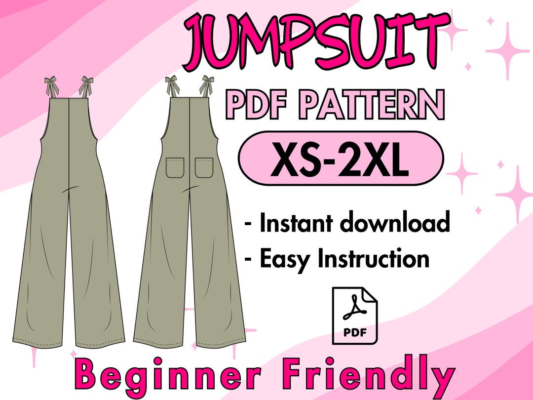 Jumpsuit Sewing Pattern, Easy Women Jumpsuit Pattern Pdf, Pattern ...