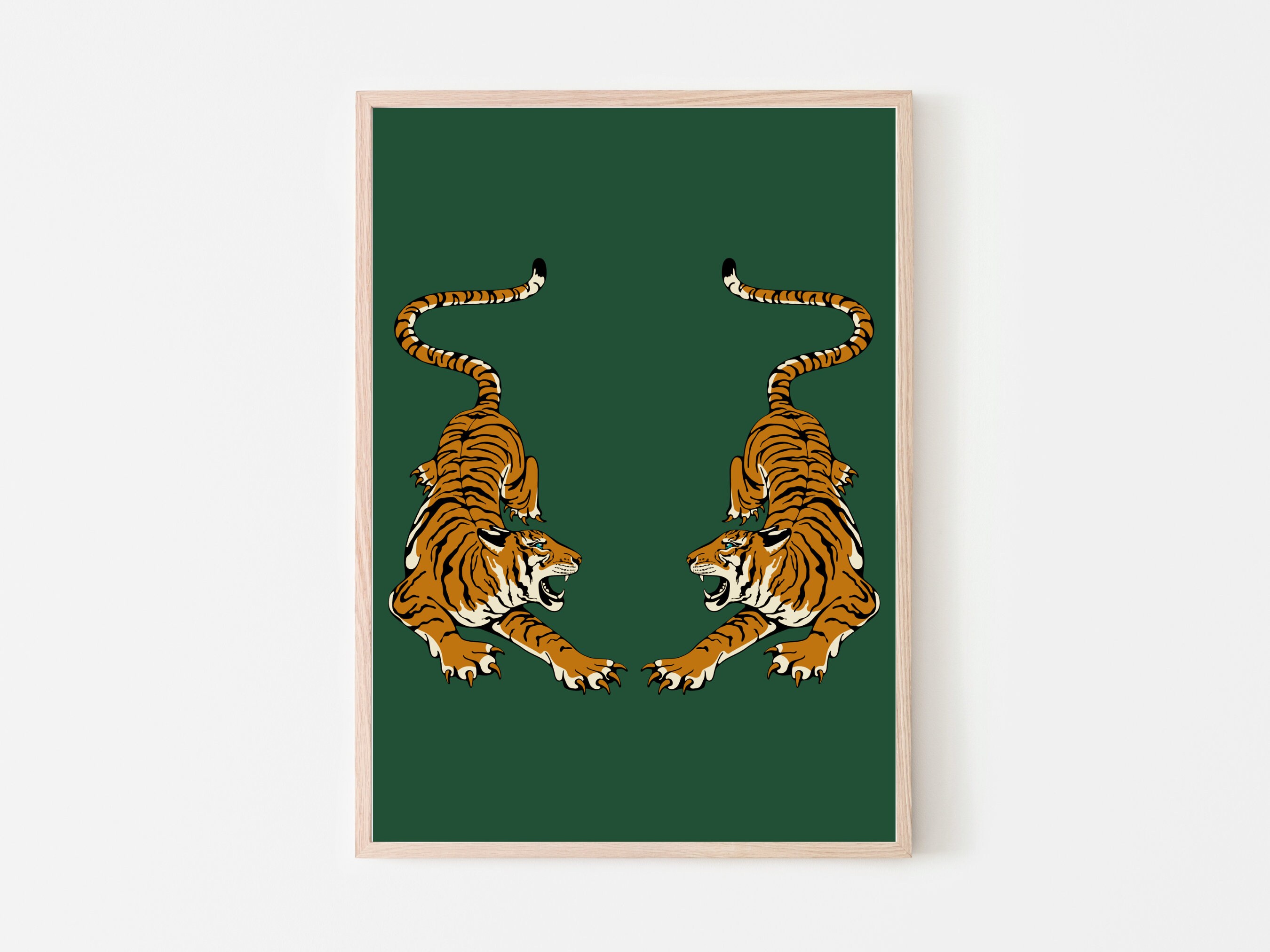 Green Tiger Wall Art, Green Tiger Print, Cat Wall Art, Printable Wall ...
