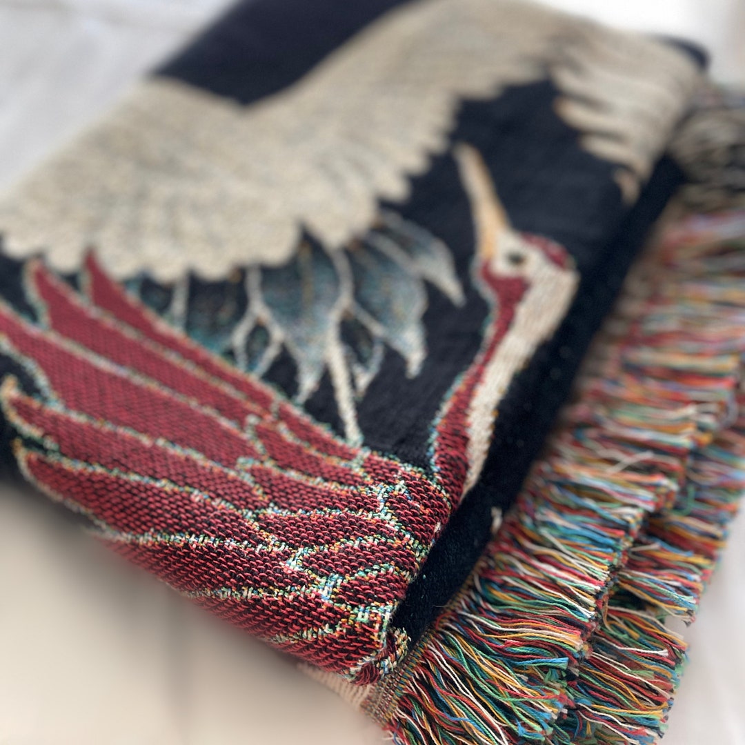 Woven Cotton Throw Blanket, Woven Vintage Art Tapestry, Fringed Wall ...