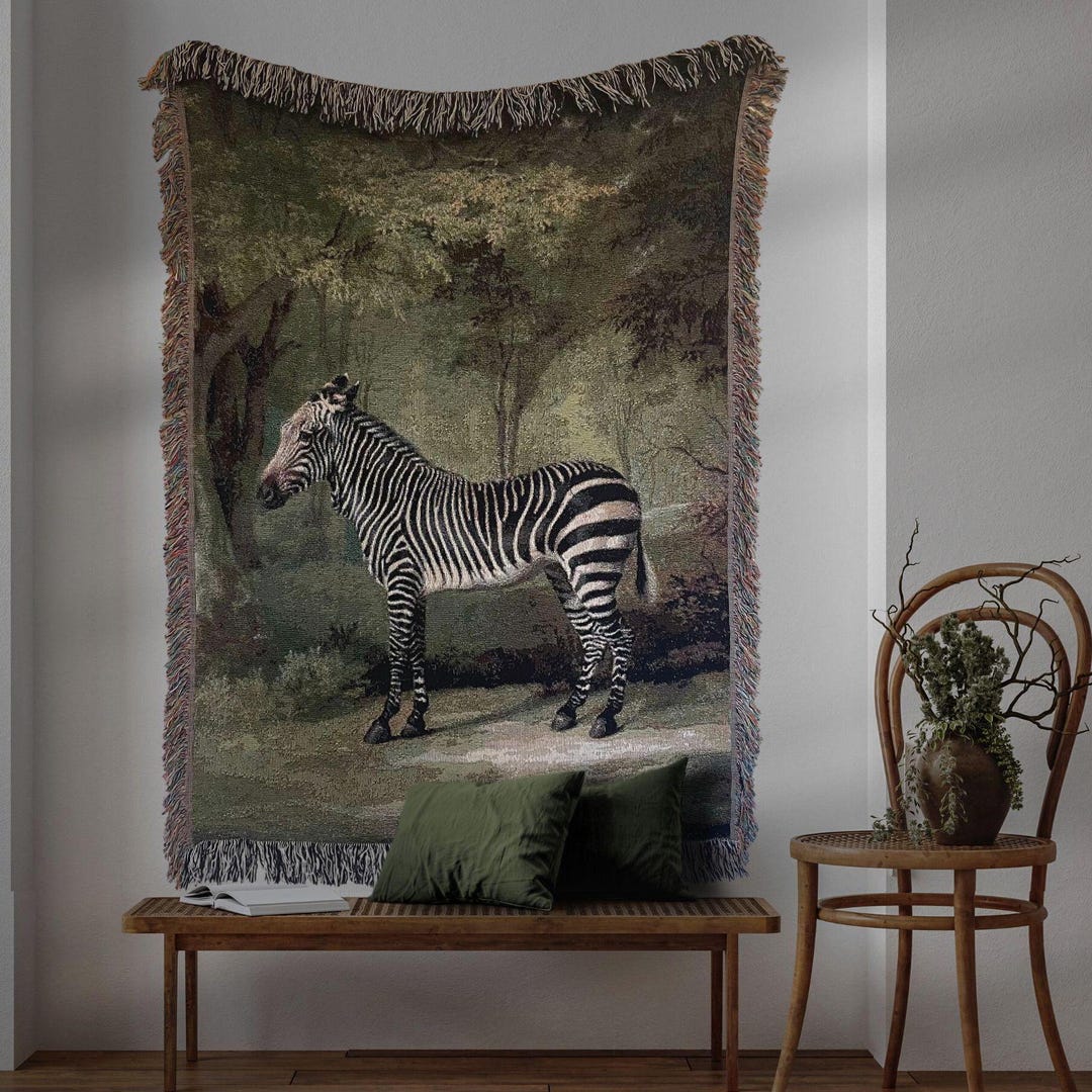 Woven Vintage Art Tapestry, Zebra Tapestry Blanket, European Decorum ...