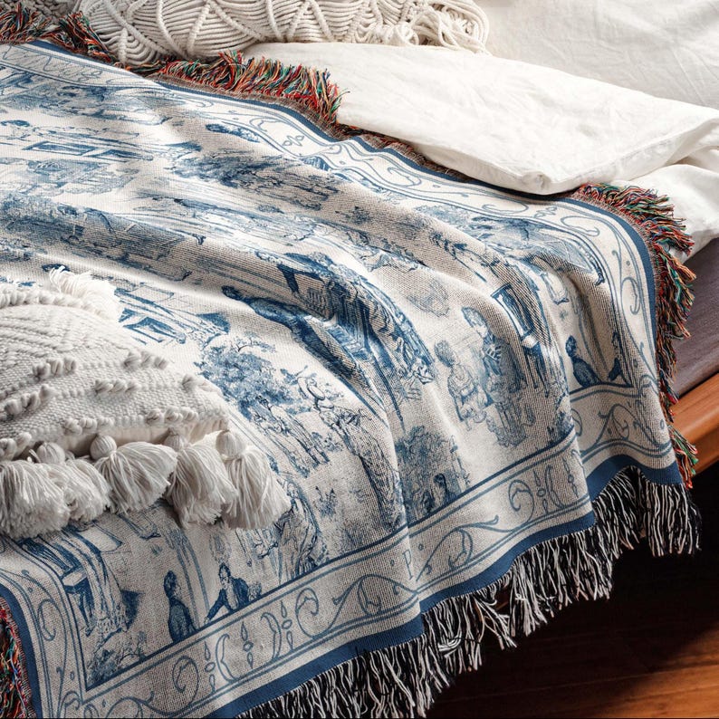 Pride and Prejudice Blanket, Jane Austen Gift, Woven Tapestry Cotton ...