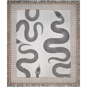 Woven Cotton Throw Blanket, Trendy Home Decor, Snakes Throw, Maximalist ...