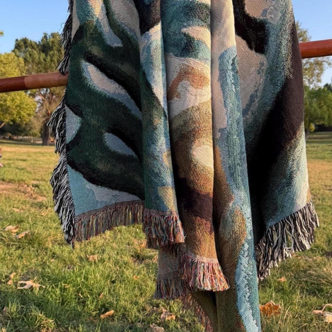 Abstract Geometric Throw Blanket | Statement Cotton Throw, Earthy ...