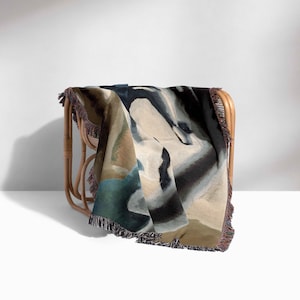 Abstract Geometric Throw Blanket | Statement Cotton Throw, Earthy ...