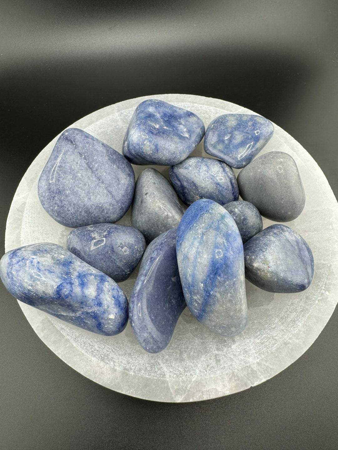 One (1) Blue Quartz Tumbled Stone, Metaphysical Crystals, Blue Quartz ...