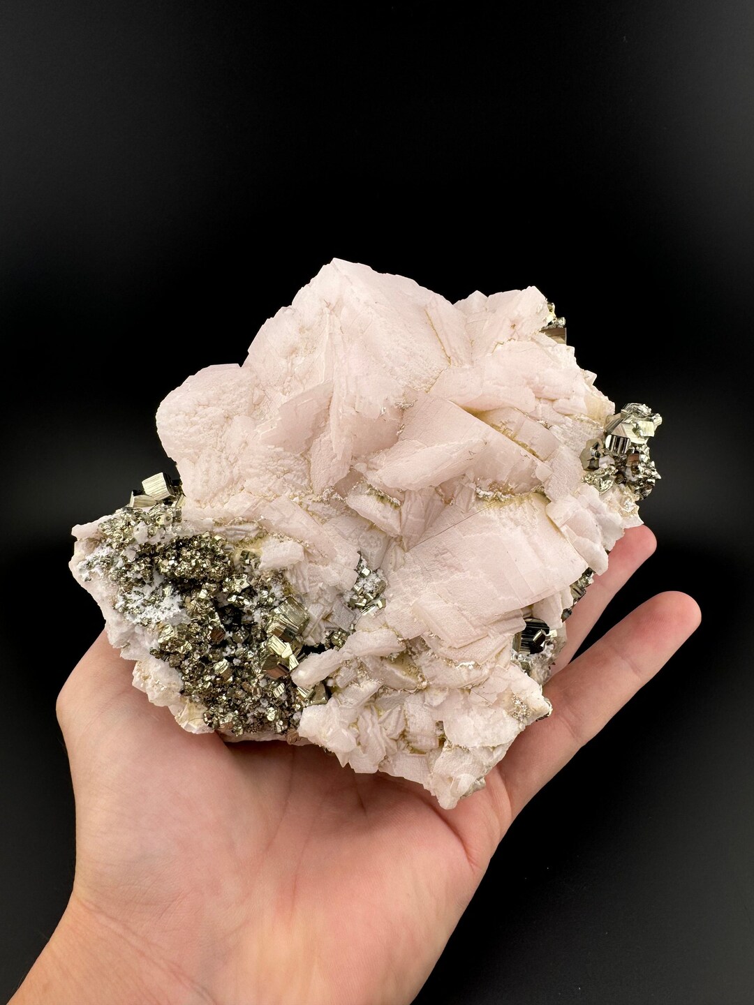 Mangano Calcite and Pyrite, UV Calcite, Cubic Pyrite, Large Calcite ...