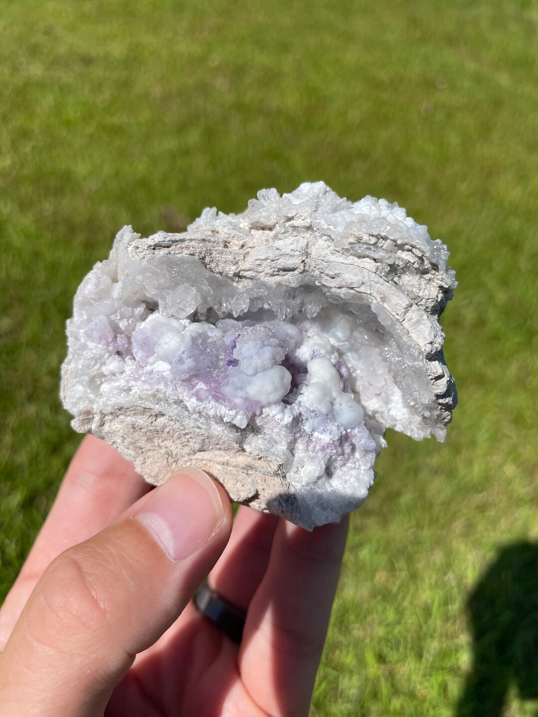 Chalcedony Geode With Fluorite, Spirit Flower Geode, Quartz Geode ...