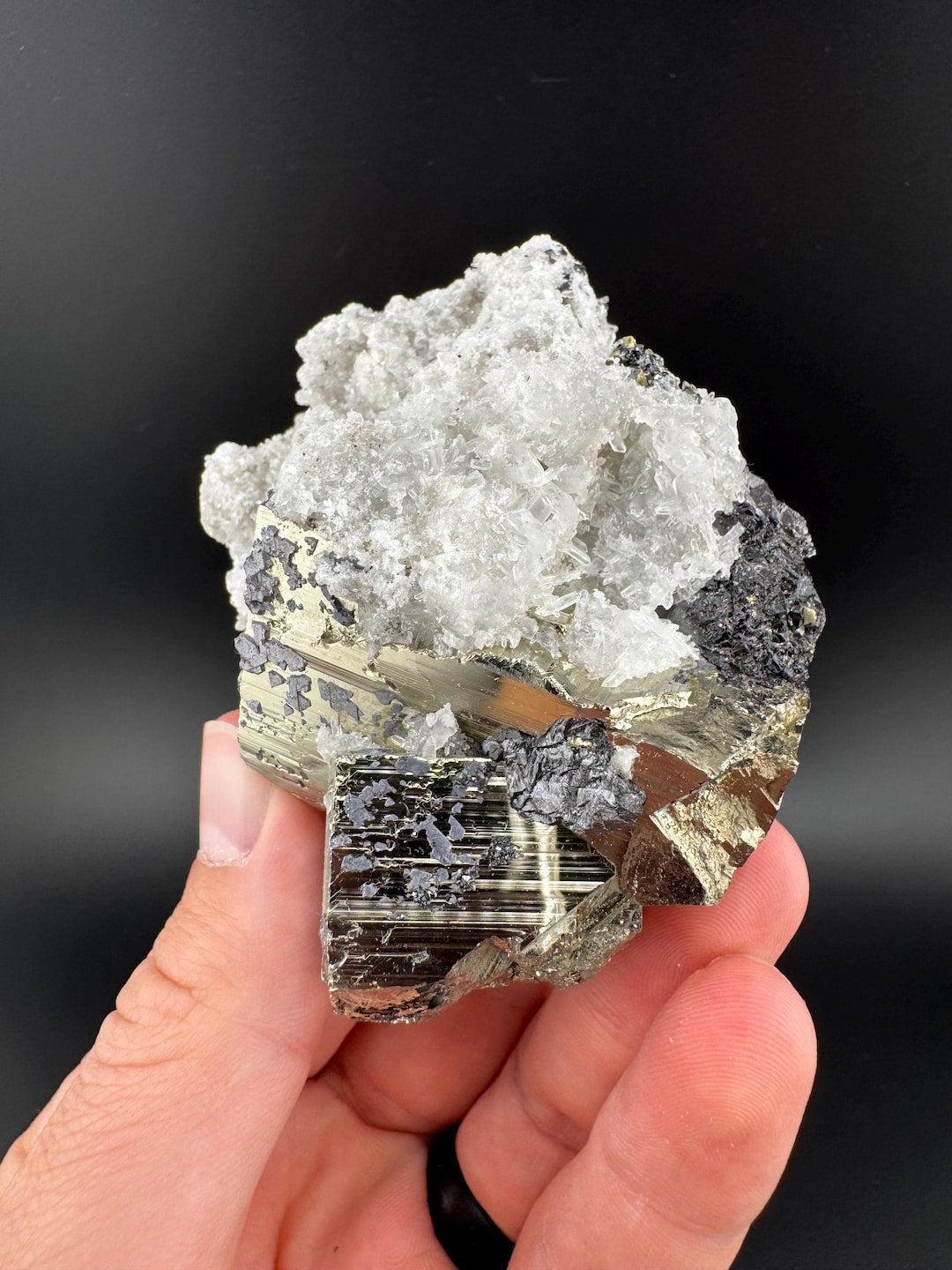 Cubic Pyrite With Galena, Sphalerite, Quartz & Calcite, Pyrite, Fine ...