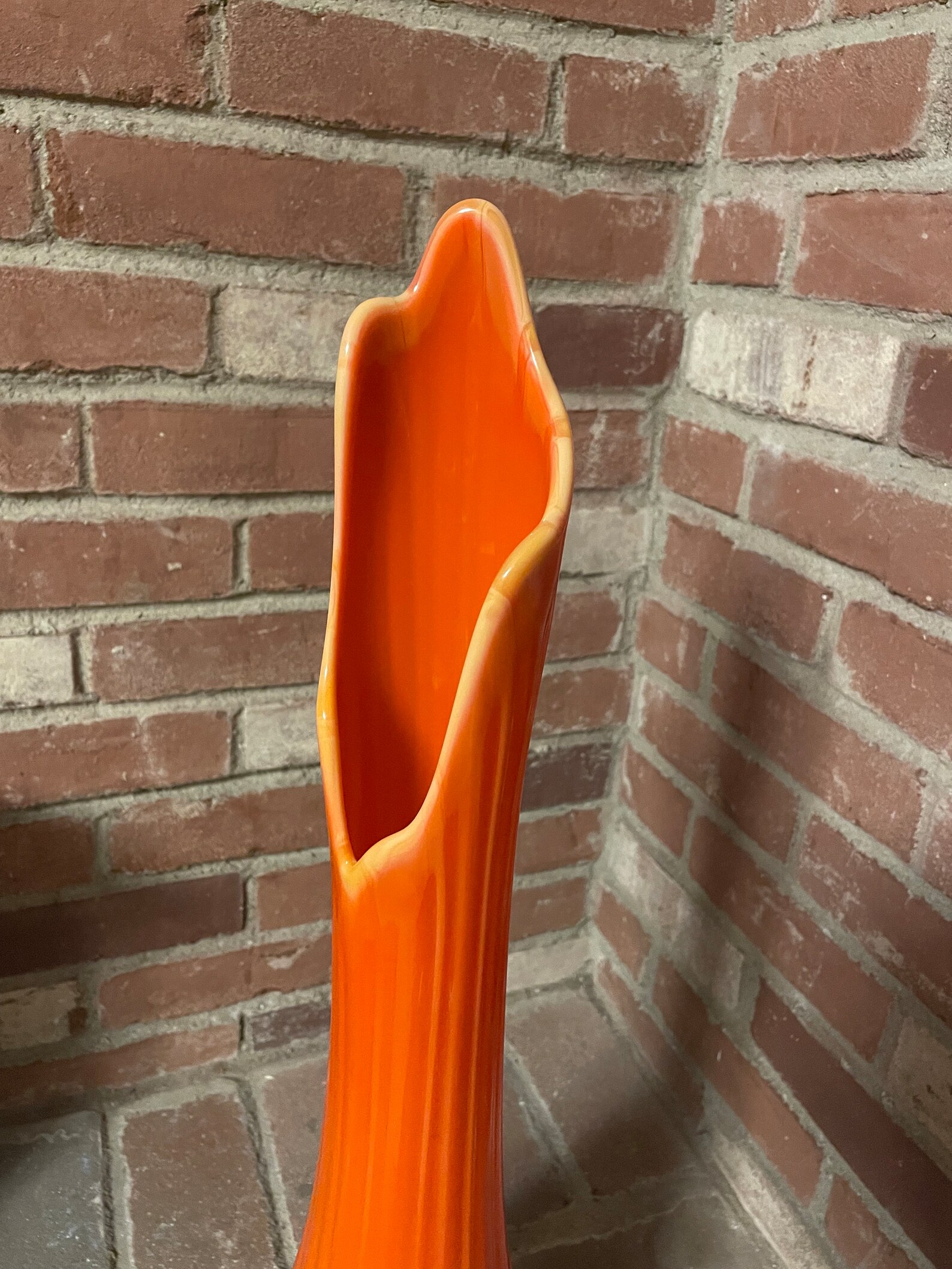 Rare Vintage LE Smith Bittersweet Orange MCM Swung Ribbed Vase 25 Inch ...