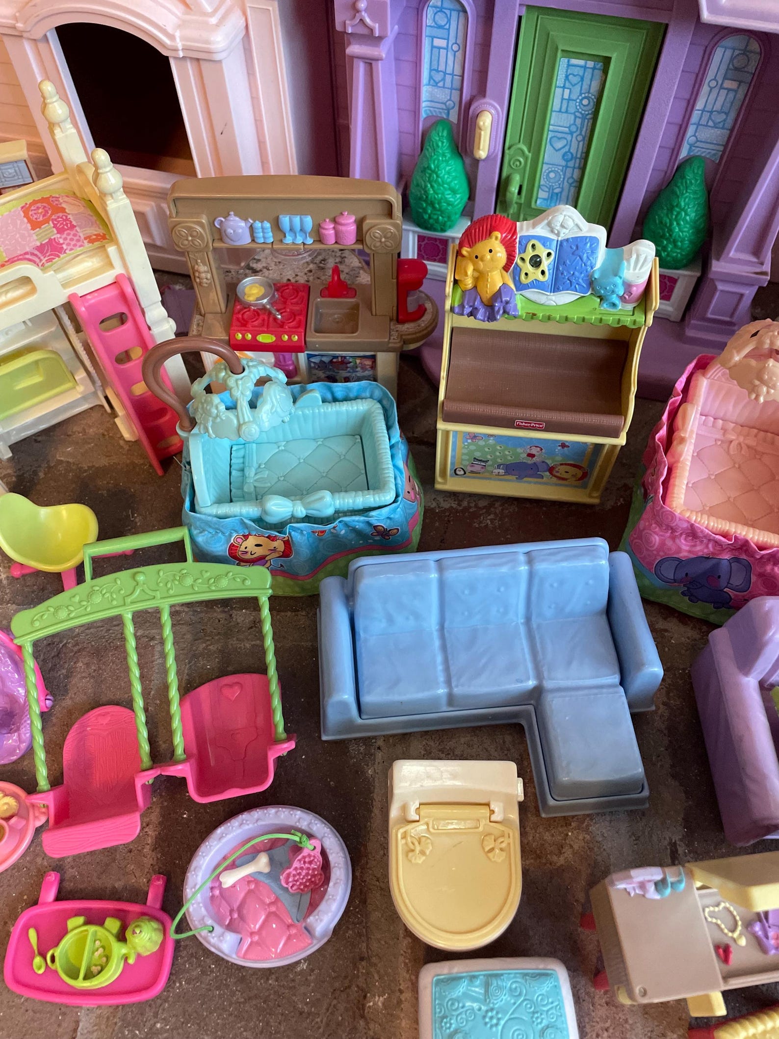 Vintage Fisher Price Loving Family Dollhouse With Loads of Accessories Free Shipping - Etsy