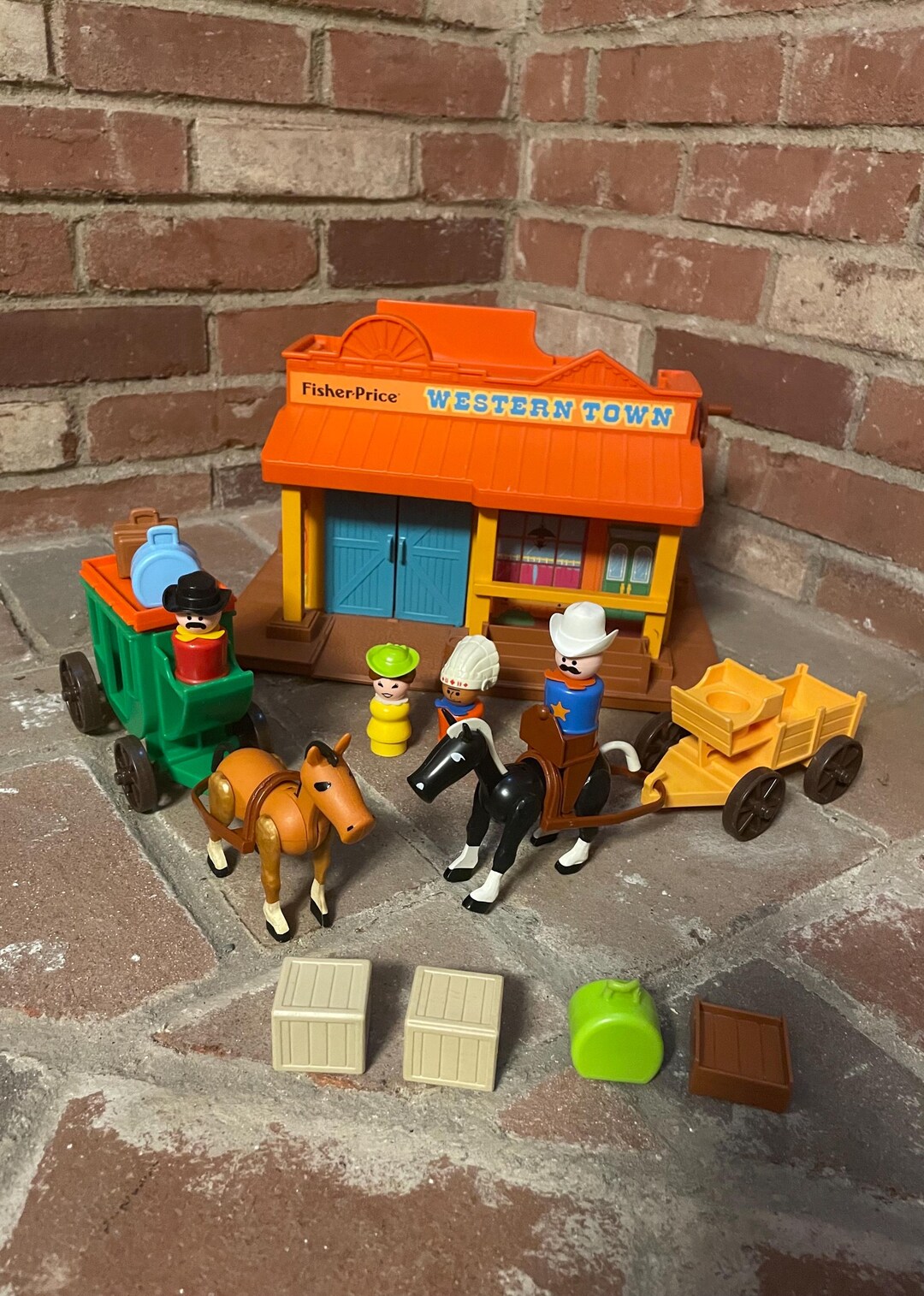 Vintage 1982 Fisher Price Little People Western Town Complete With Extras - Etsy