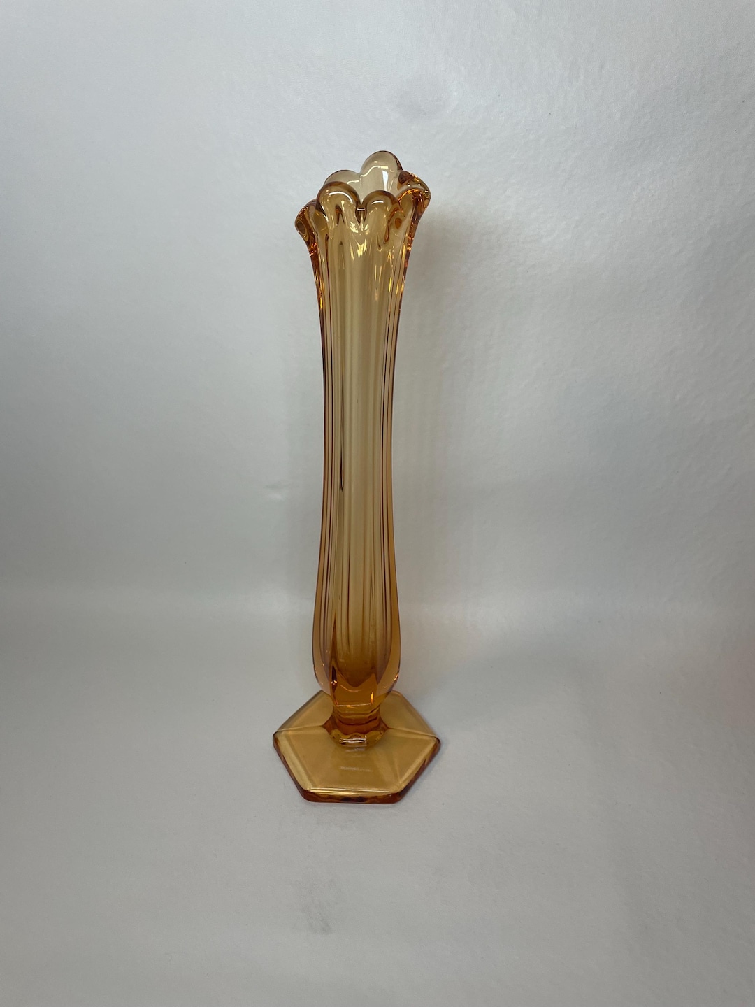 Vintage Mcm Viking Glass Amber Vase - Etsy