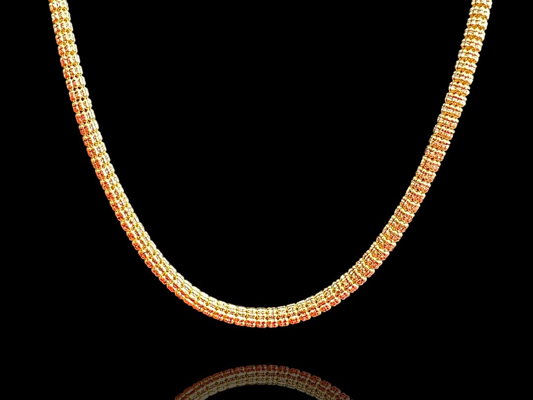 14K Gold Ice Link Chain Neclace - Diamond Cut - 5 MM - Solid Gold Mens ...