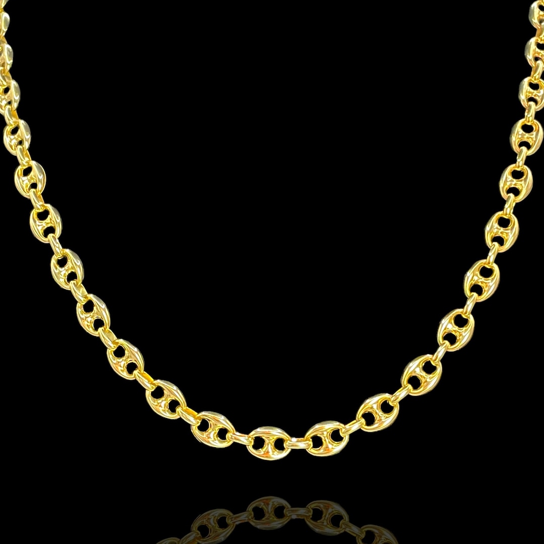 14K Gold Anchor Link Chain - 8.5mm Puffed Marinor Anchor Link - Solid ...