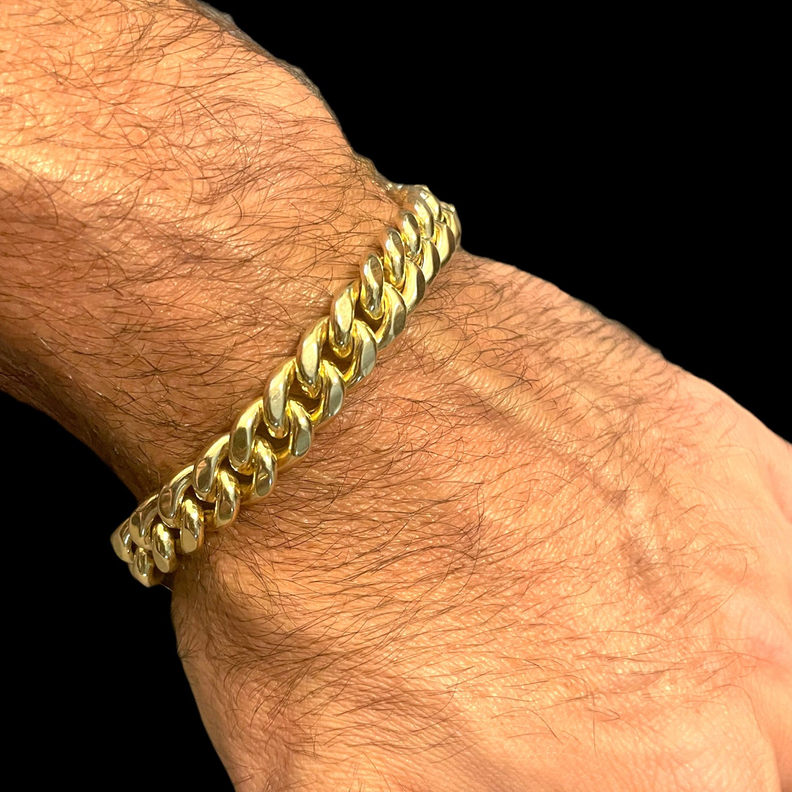 14K Gold Cuban Link Bracelet- 10.5 MM - Solid Gold Mens Bracelet ...