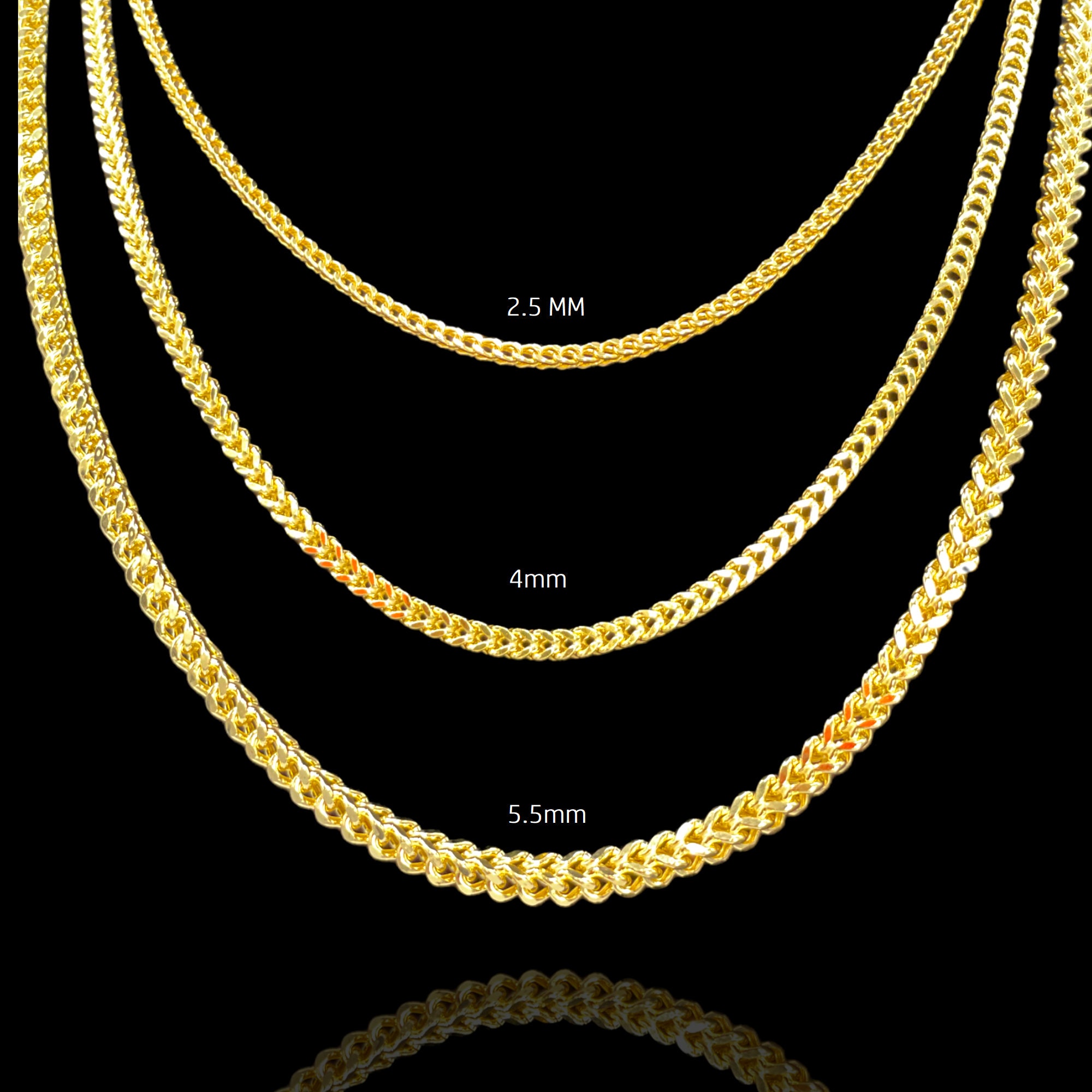 14K Franco Chain - 4mm - Square Franco - Solid Gold Mens Necklace - Etsy