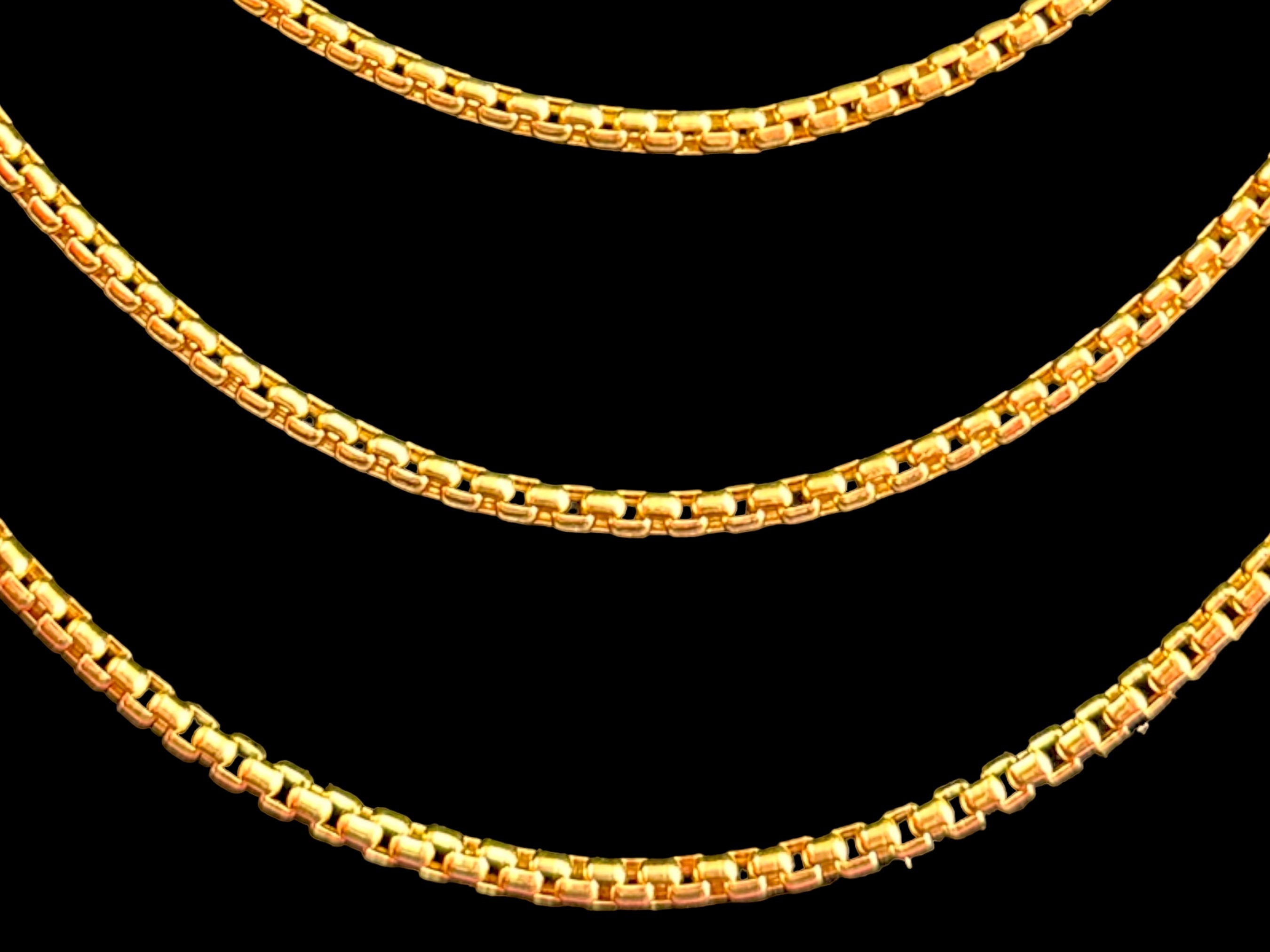 Mens 14K Gold Round Box Chain Necklace - 3.5 Mm - Solid Gold Mens ...
