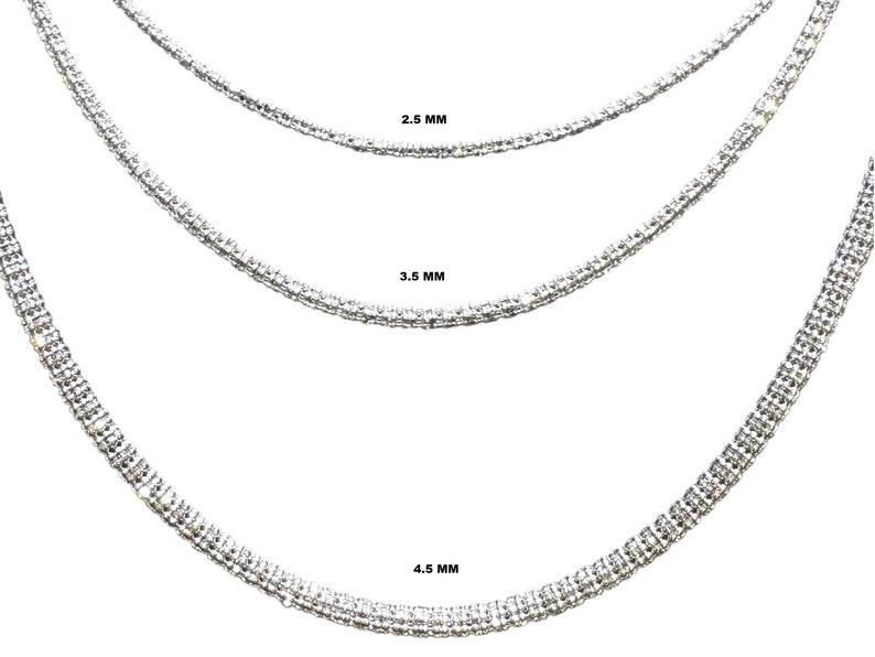 14K White Gold Ice Link Chain Neclace - Diamond Cut - 2.5 MM - Solid ...